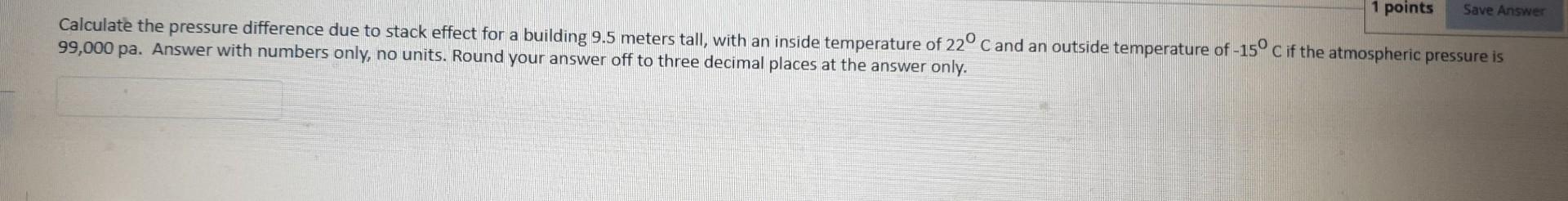 Solved Calculate the pressure difference due to stack effect | Chegg.com