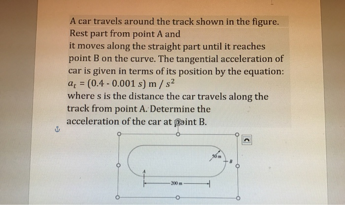 Solved A car travels around the track shown in the figure. | Chegg.com