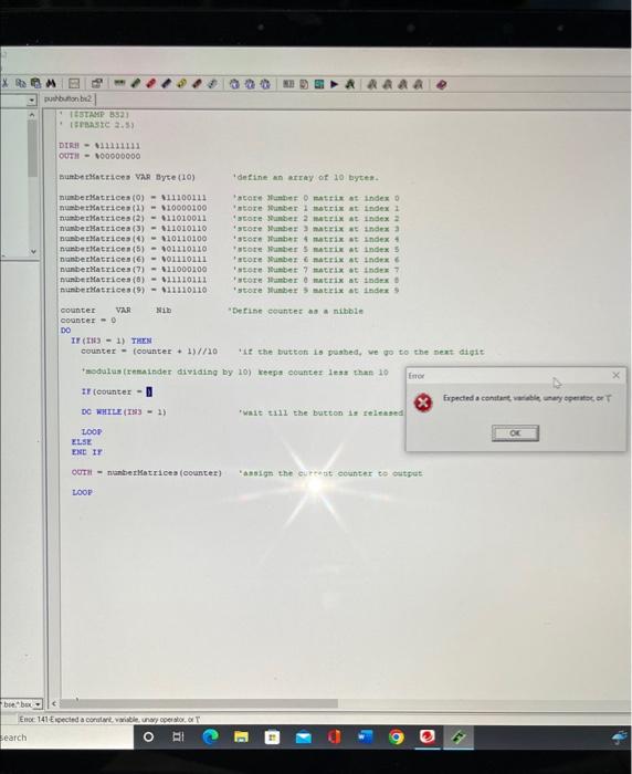 Solved Can someone with experience in programming the Basic | Chegg.com