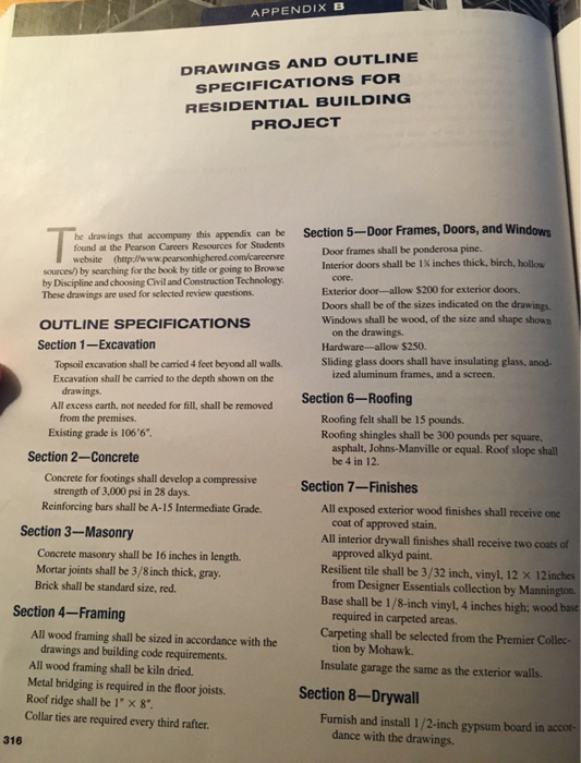 APPENDIX B DRAWINGS AND OUTLINE SPECIFICATIONS FOR | Chegg.com