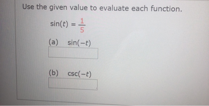 Solved Use the given value to evaluate each function. sin(t) | Chegg.com