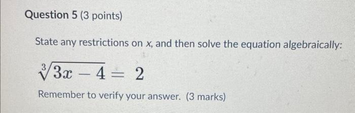 Solved State any restrictions on x, and then solve the | Chegg.com