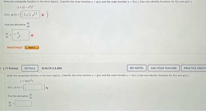 Solved Write the composite function in the form f(g(x)). | Chegg.com