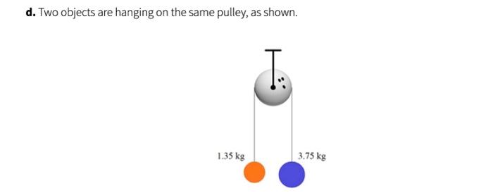 Solved d. Two objects are hanging on the same pulley, as | Chegg.com