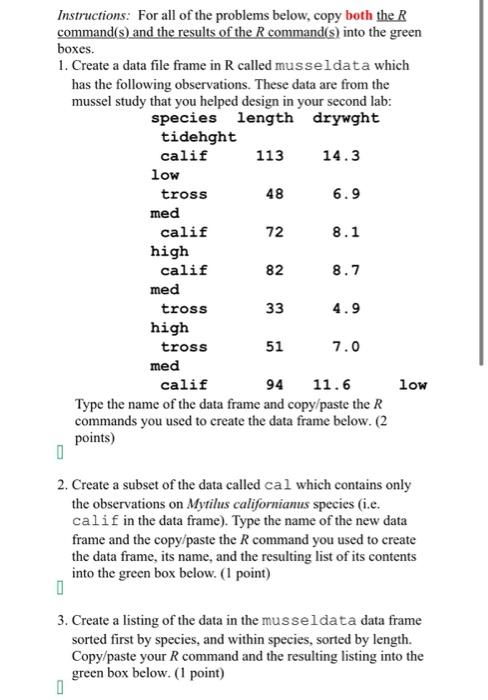 Solved Instructions: For all of the problems below, copy | Chegg.com