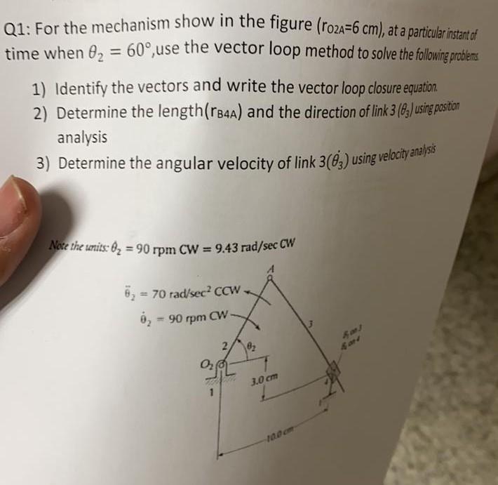 Solved Q1: For the mechanism show in the figure (roza=6 cm), | Chegg.com