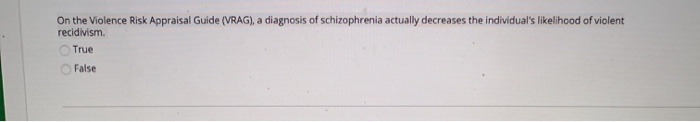 Solved On the violence Risk Appraisal Guide (VRAG), a | Chegg.com