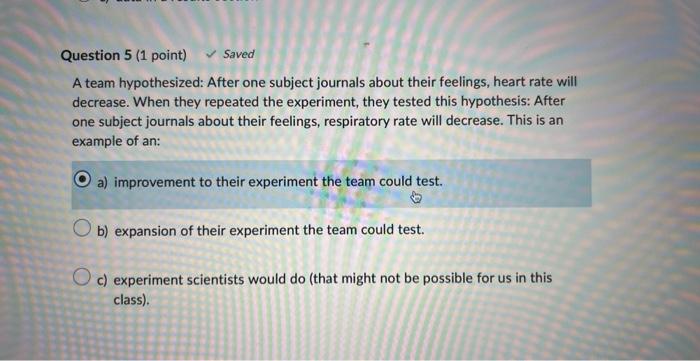Solved A team hypothesized: After one subject journals about | Chegg.com