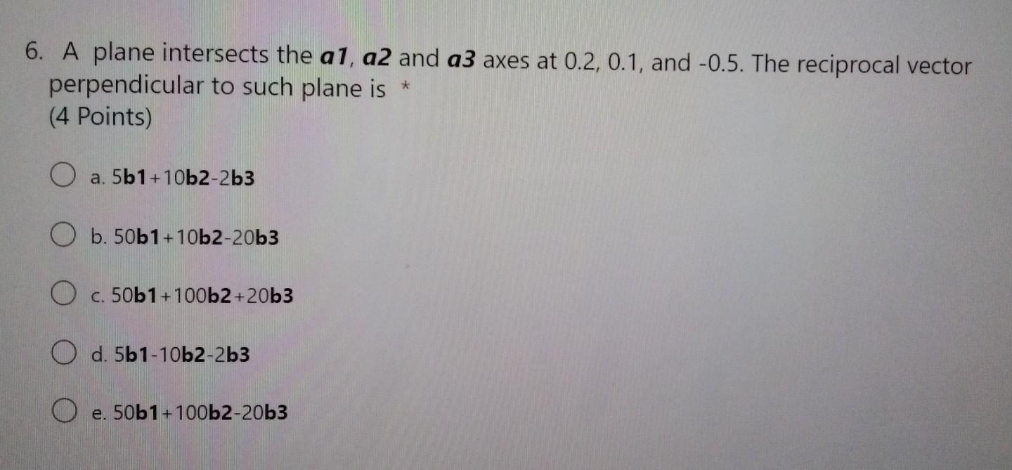 Solved 6. A plane intersects the a1, a2 and a3 axes at 0.2, | Chegg.com
