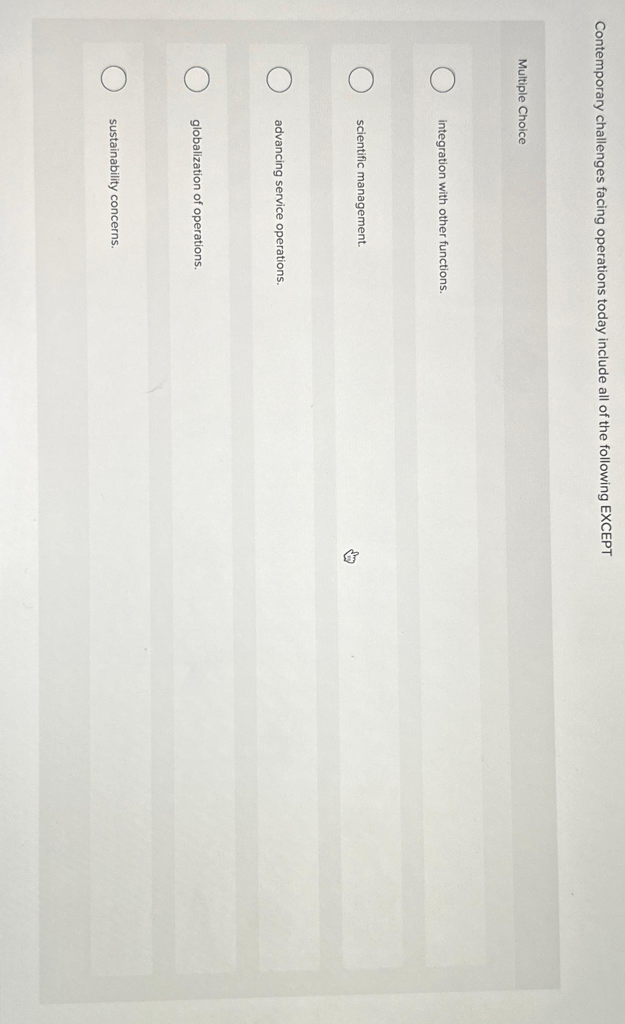 Solved Contemporary challenges facing operations today | Chegg.com