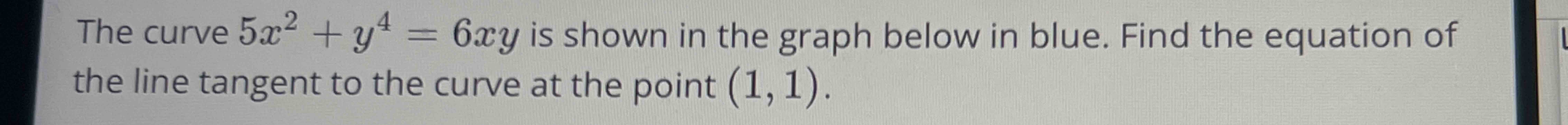 Solved The curve 5x2+y4=6xy ﻿is shown in the graph below in | Chegg.com