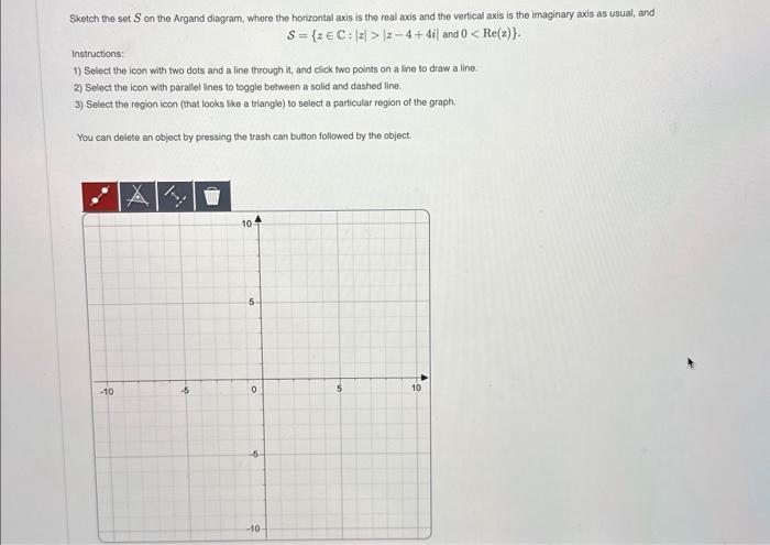 Solved Sketch the set S on the Argand diagram, where the | Chegg.com