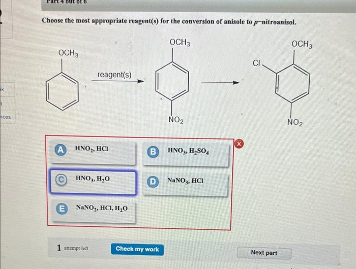 Solved Choose the most appropriate reagent(s) for the | Chegg.com