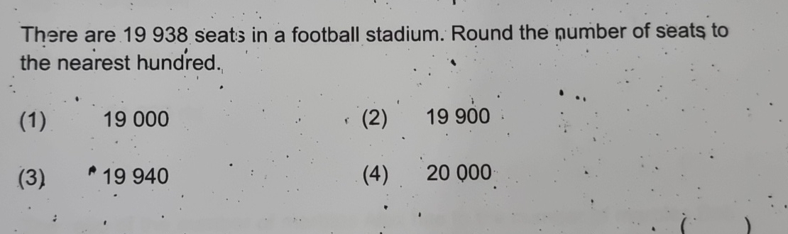 Solved There are 19938 ﻿seats in a football stadium. Round | Chegg.com