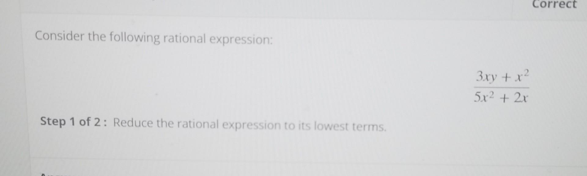 Solved Consider the following rational expression: | Chegg.com