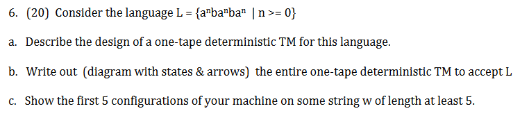 Solved a. ﻿Describe the design of a one-tape deterministic | Chegg.com
