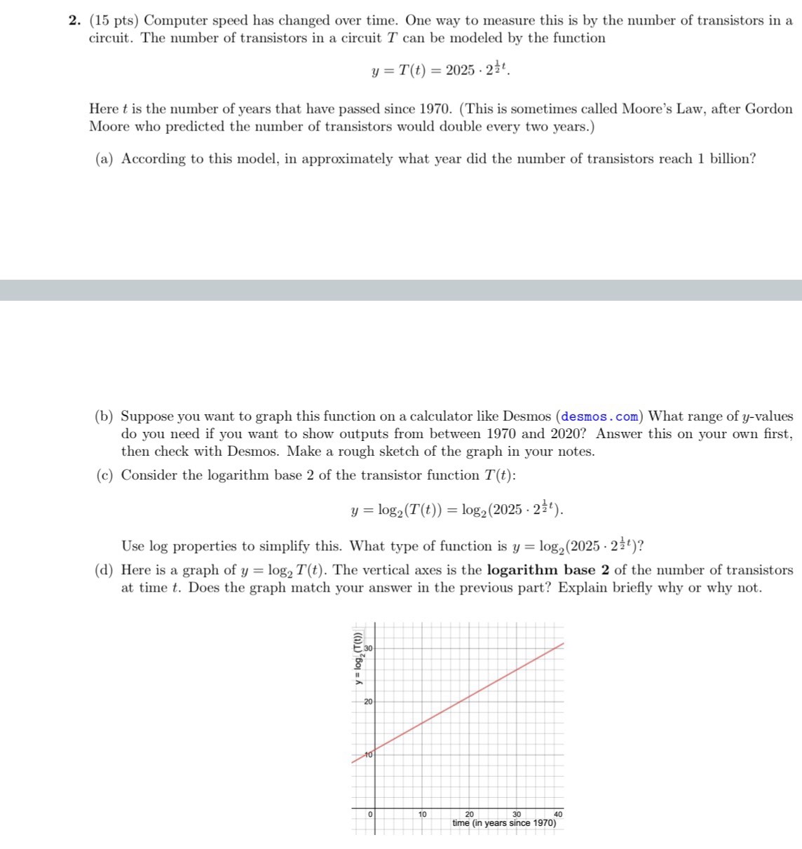 Solved (15 ﻿pts) ﻿Computer speed has changed over time. One | Chegg.com