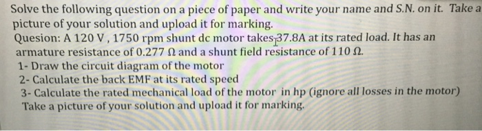 Solved Solve the following question on a piece of paper and | Chegg.com