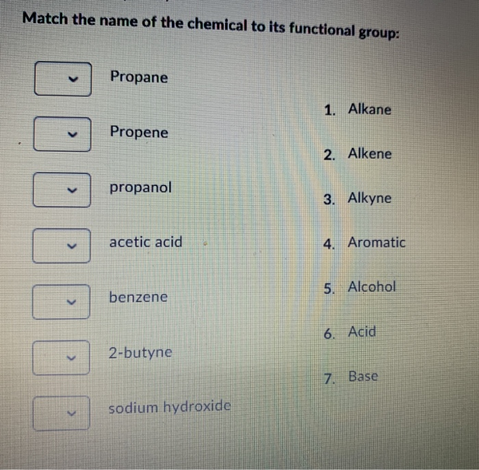 Solved Match the name of the chemical to its functional | Chegg.com