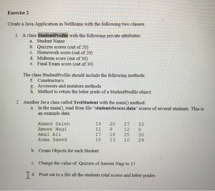 Solved Exercise 2 Create a Java Application in NetBeans with | Chegg.com