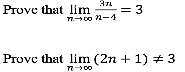 Solved Prove the following limits: | Chegg.com