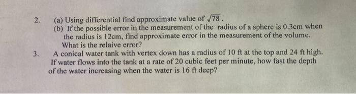 Solved 2. (a) Using differential find approximate value of | Chegg.com