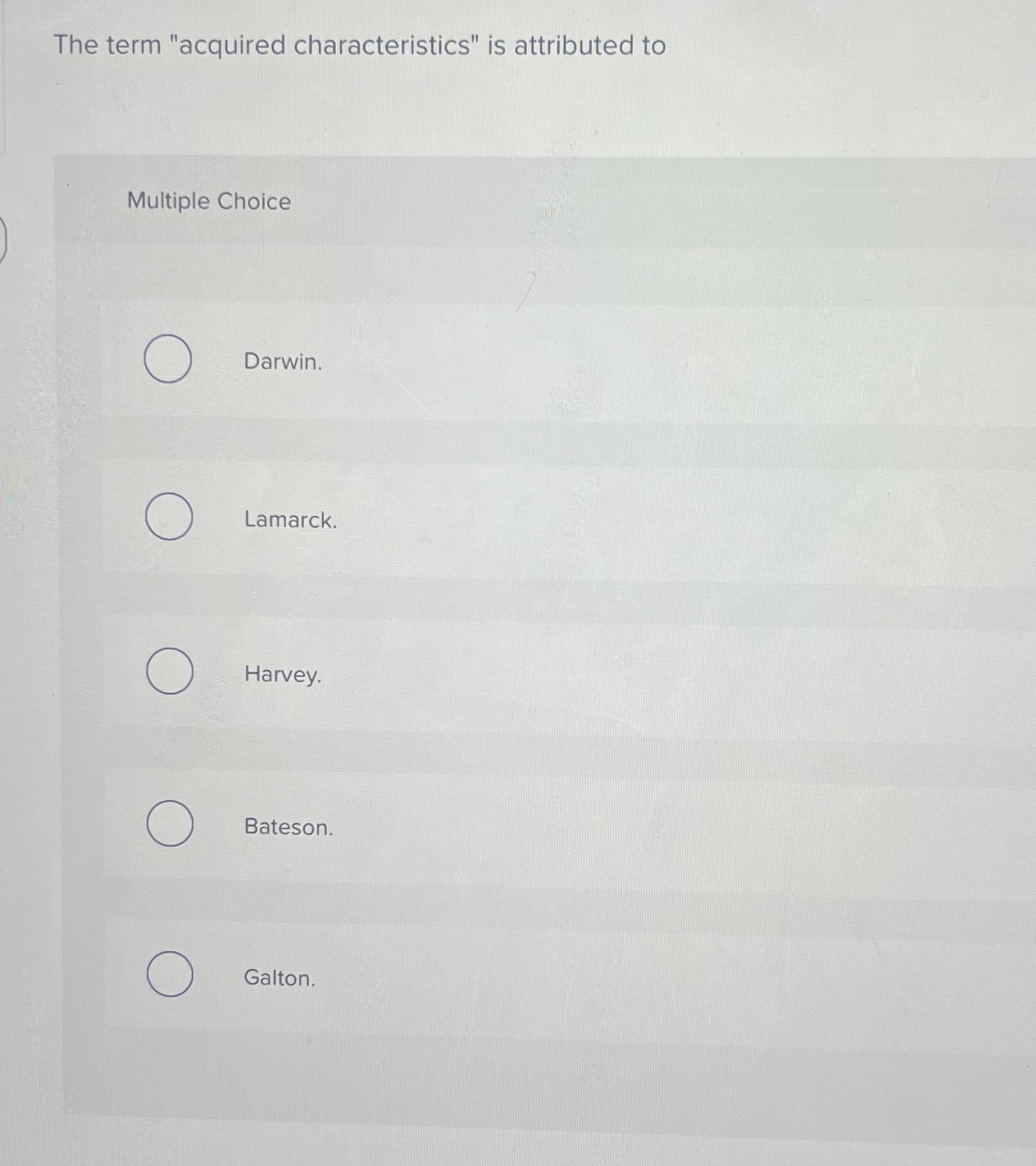 Solved The term "acquired characteristics" is attributed | Chegg.com