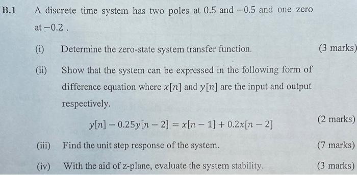 Solved A discrete time system has two poles at 0.5 and -0.5 | Chegg.com