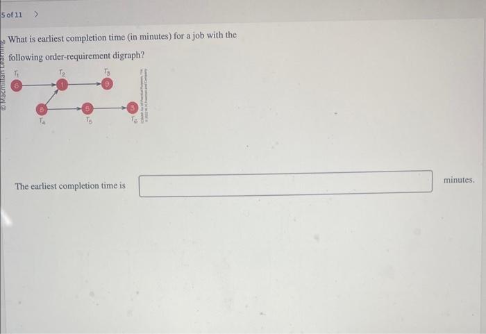 Solved what is earliest completion time (in minutes) for a | Chegg.com