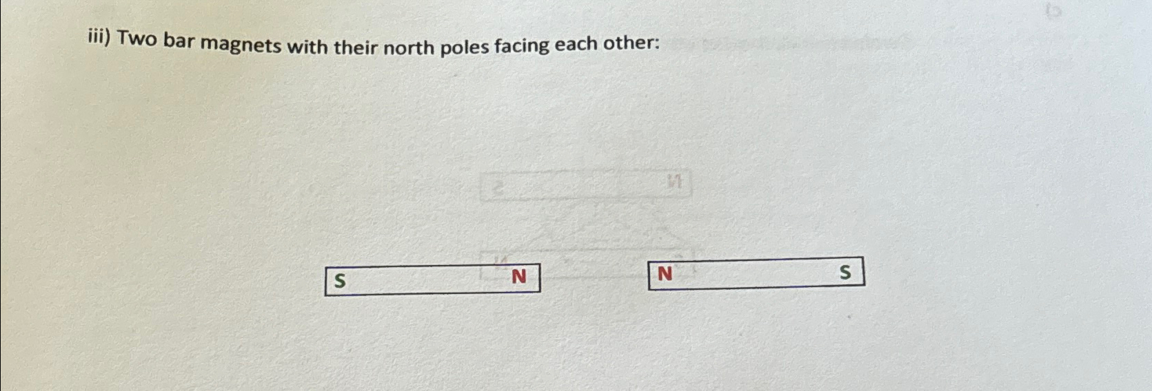 Solved iii) ﻿Two bar magnets with their north poles facing | Chegg.com