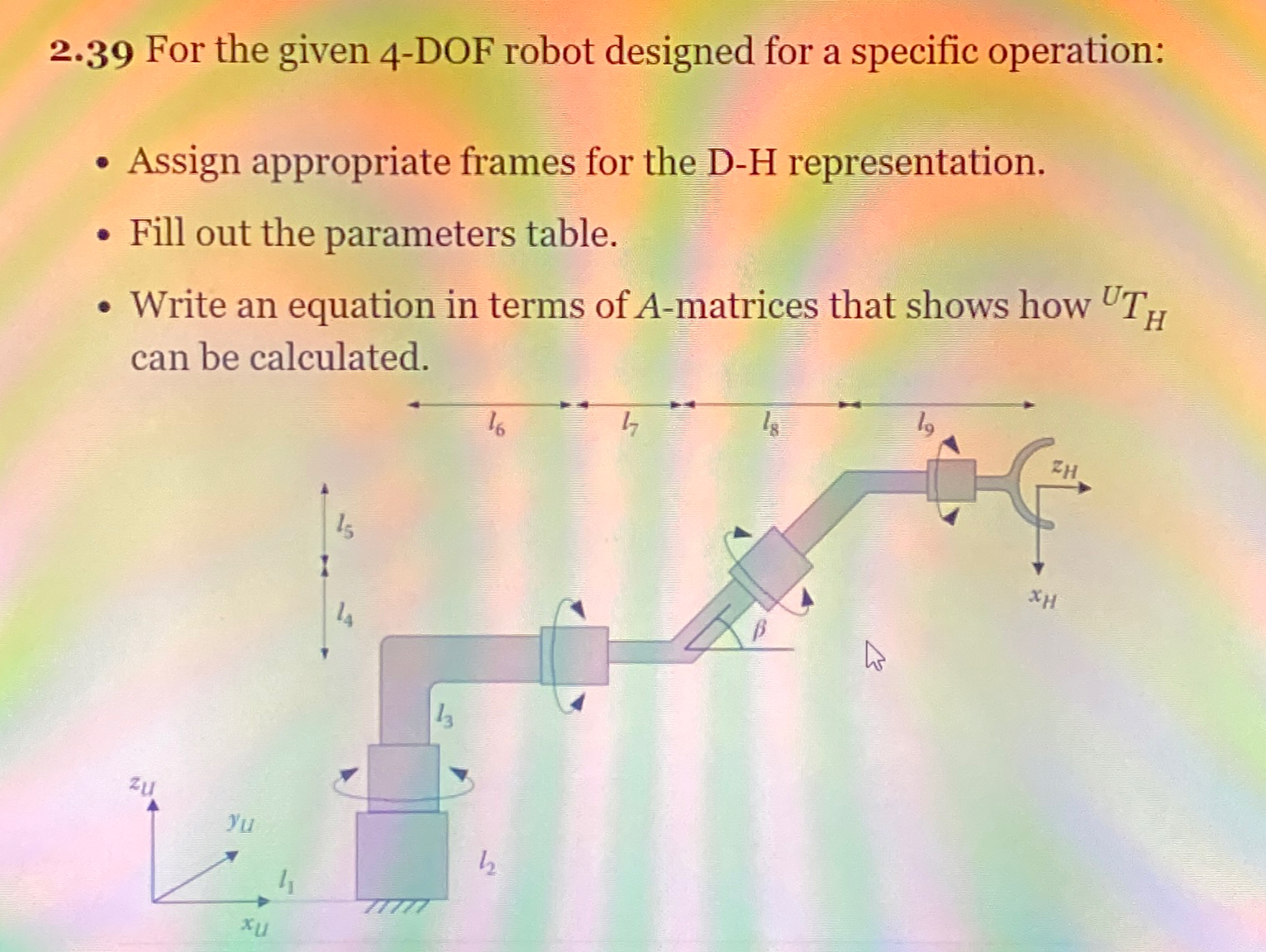 Solved 2.39 ﻿For the given 4-DOF robot designed for a | Chegg.com