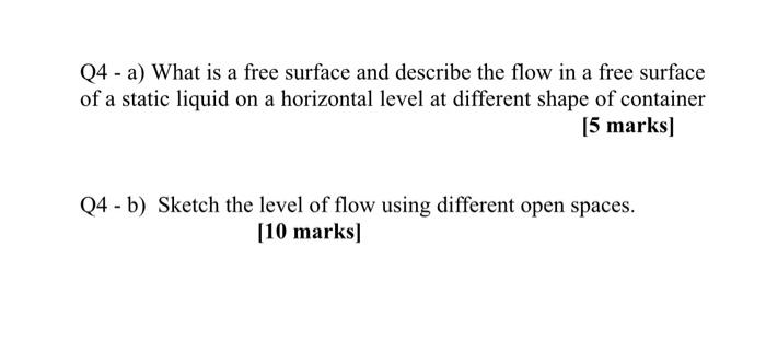 Solved Q4 - a) What is a free surface and describe the flow | Chegg.com