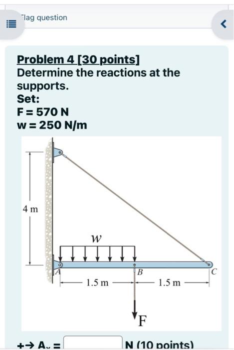 Solved Problem 4 [30 points] Determine the reactions at the | Chegg.com