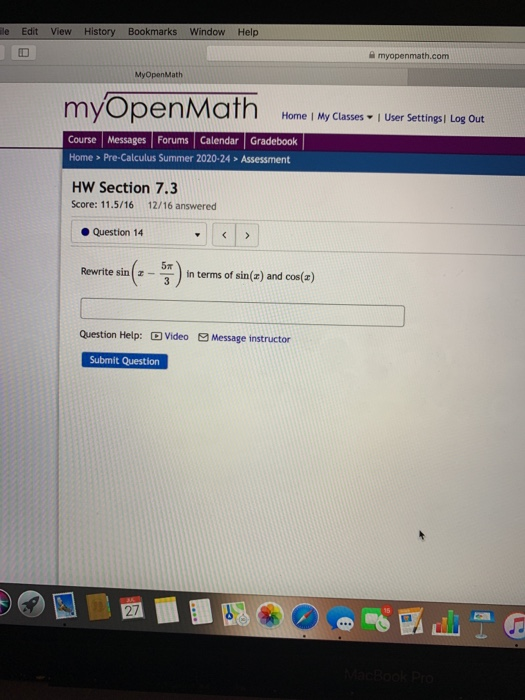 Solved lit View History Bookmarks Window Help myopenmath.com | Chegg.com