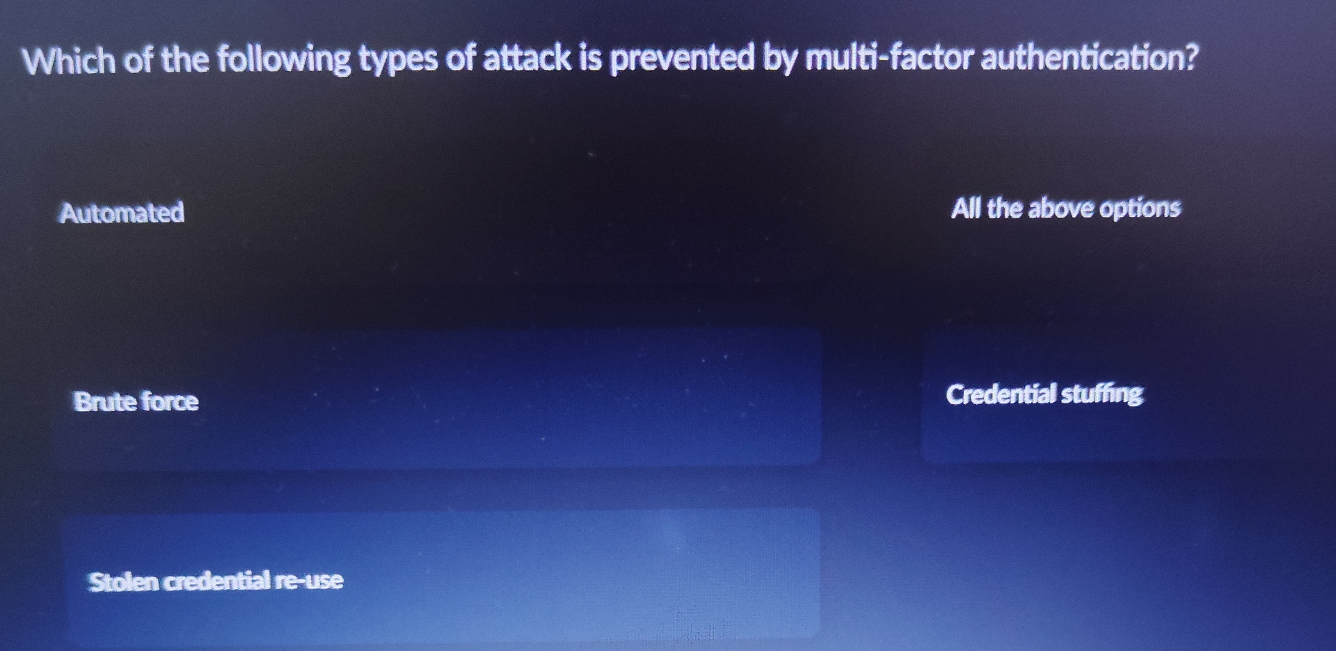 Solved Which of the following types of attack is prevented | Chegg.com