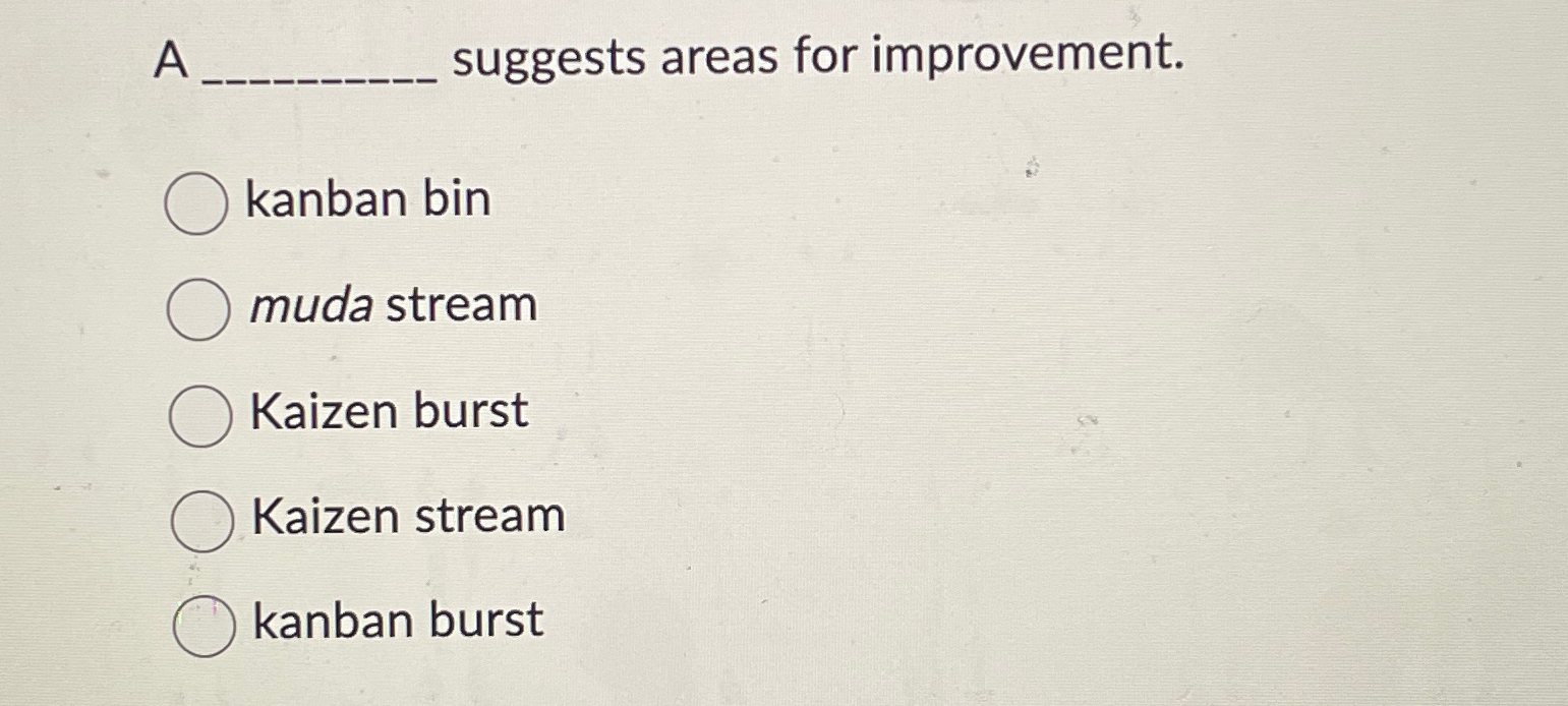 Solved A suggests areas for improvement.kanban binmuda | Chegg.com