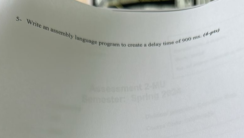 Solved Write an assembly language program to create a delay | Chegg.com