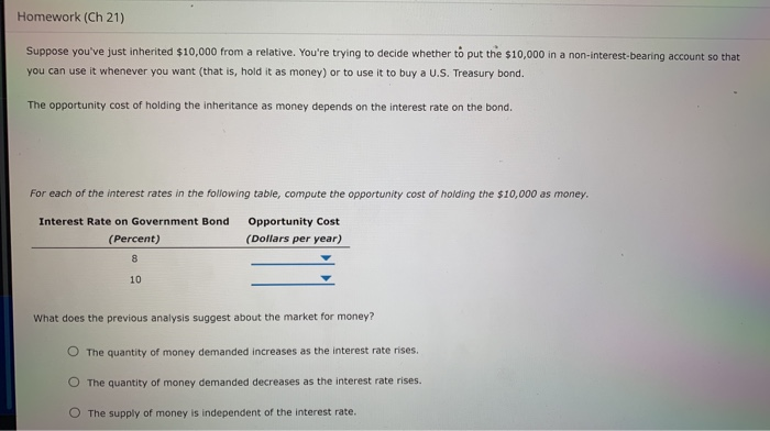 Solved Homework (Ch 21) Suppose you've just inherited | Chegg.com