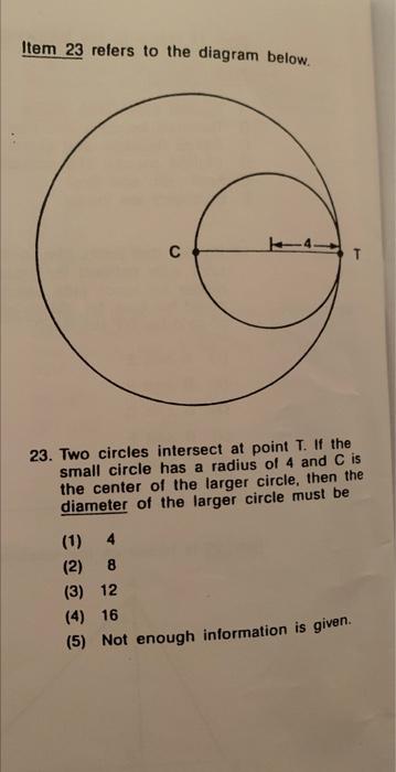 Solved Item 23 refers to the diagram below. 23. Two circles | Chegg.com