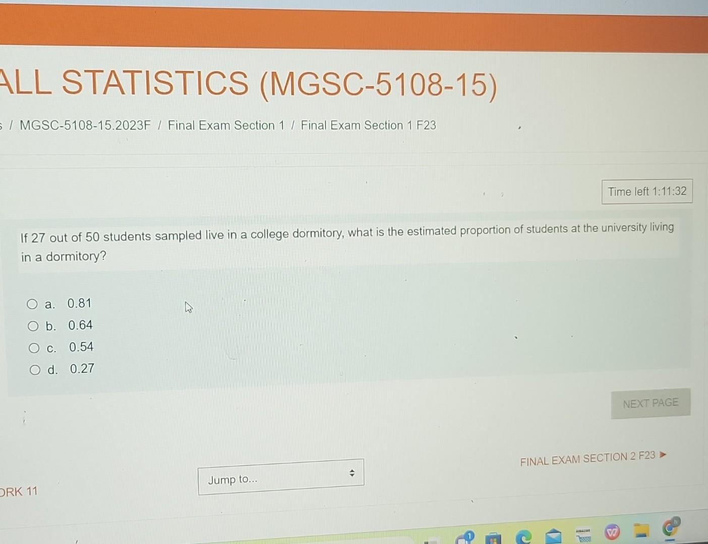 Solved If 27 out of 50 students sampled live in a college | Chegg.com