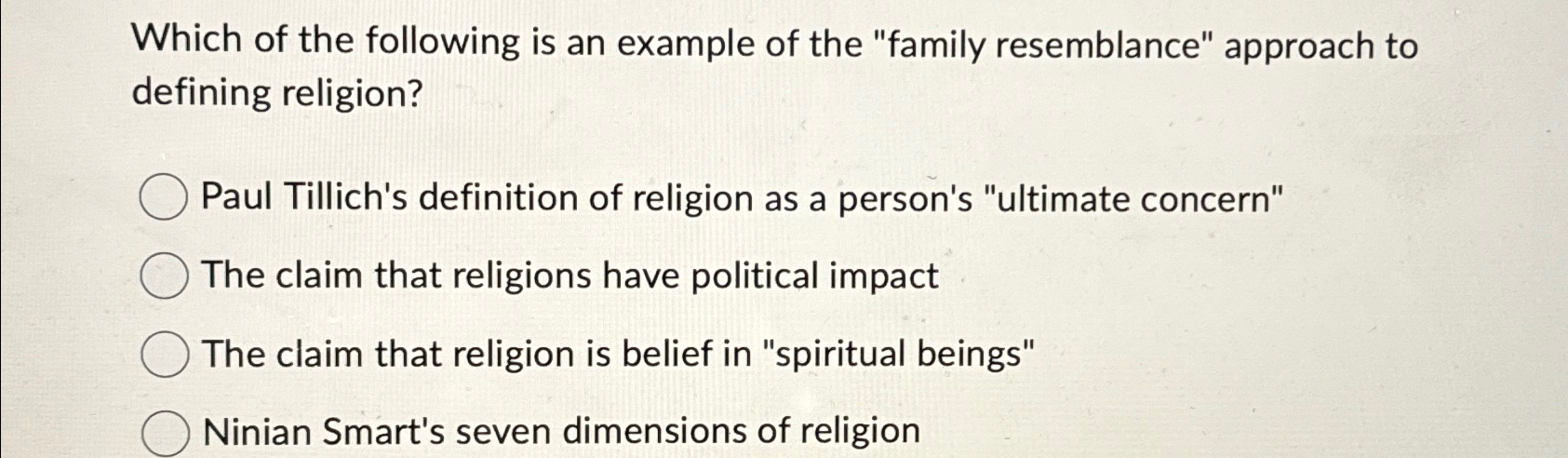 Solved Which of the following is an example of the "family | Chegg.com