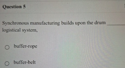 Solved Question 5Synchronous manufacturing builds upon the | Chegg.com