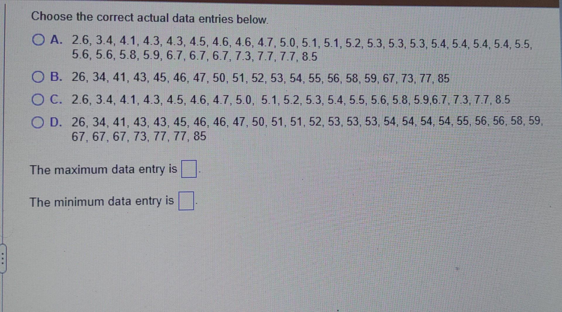Solved Use the stem-and-leaf plot to list the actual data | Chegg.com