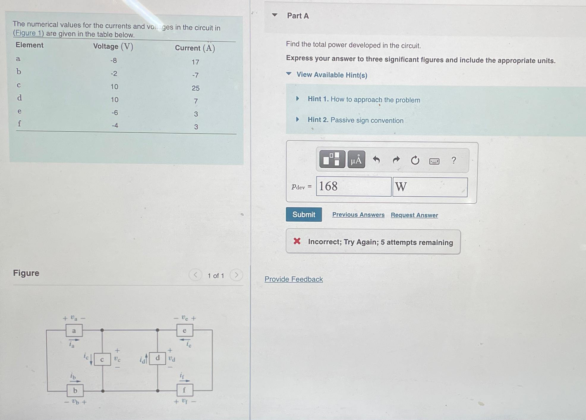 Solved The numerical values for the currents and vol ges in | Chegg.com