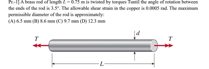 Solved Pr.-1] ﻿A brass rod of length \( | Chegg.com