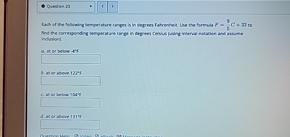 Solved Question 23Each of the following temperature ranges | Chegg.com