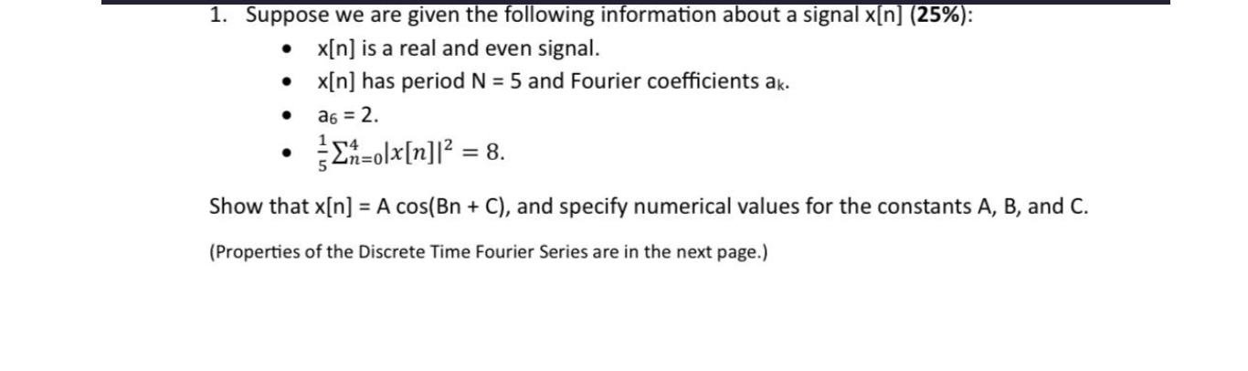 Solved Suppose we are given the following information about | Chegg.com