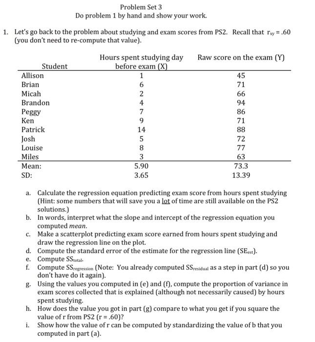 Solved Problem Set 3 Do problem 1 by hand and show your | Chegg.com