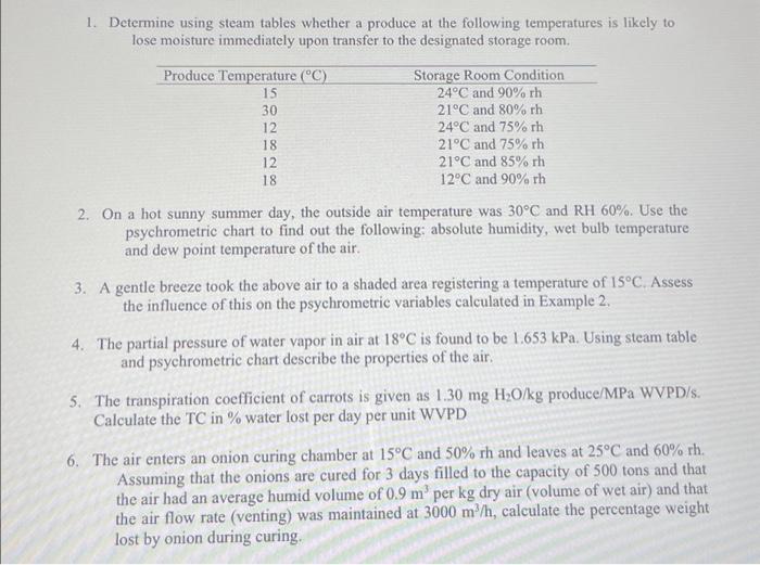 Solved 1. Determine using steam tables whether a produce at | Chegg.com