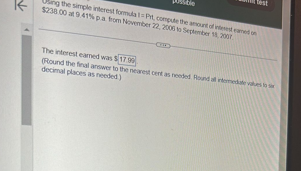 Solved $238 ﻿the simple interest formula I = ﻿Prt, ﻿compute | Chegg.com